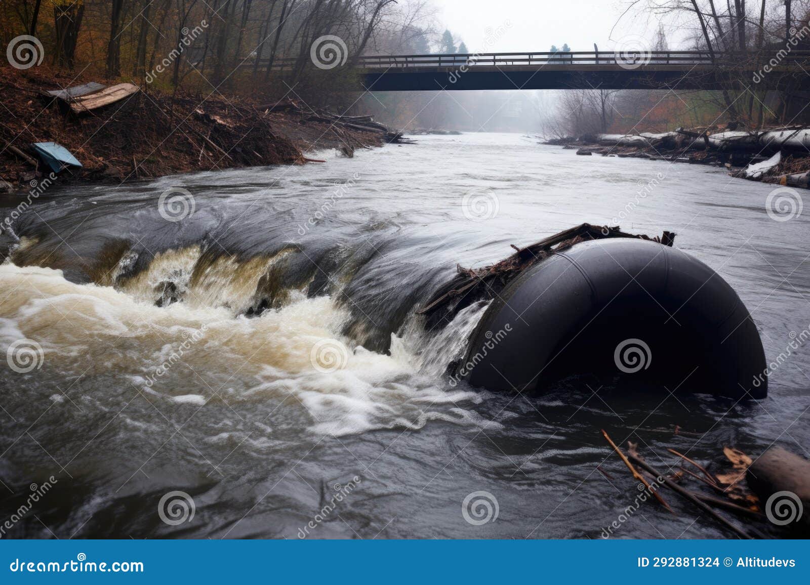 A Drainage Pipe Dumping Wastewater in a River Stock Photo - Image of ...