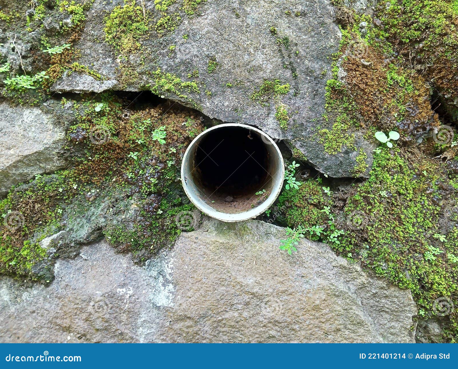 Drainage Pipe on a Stone Foundation Stock Photo - Image of pipes, ditch ...