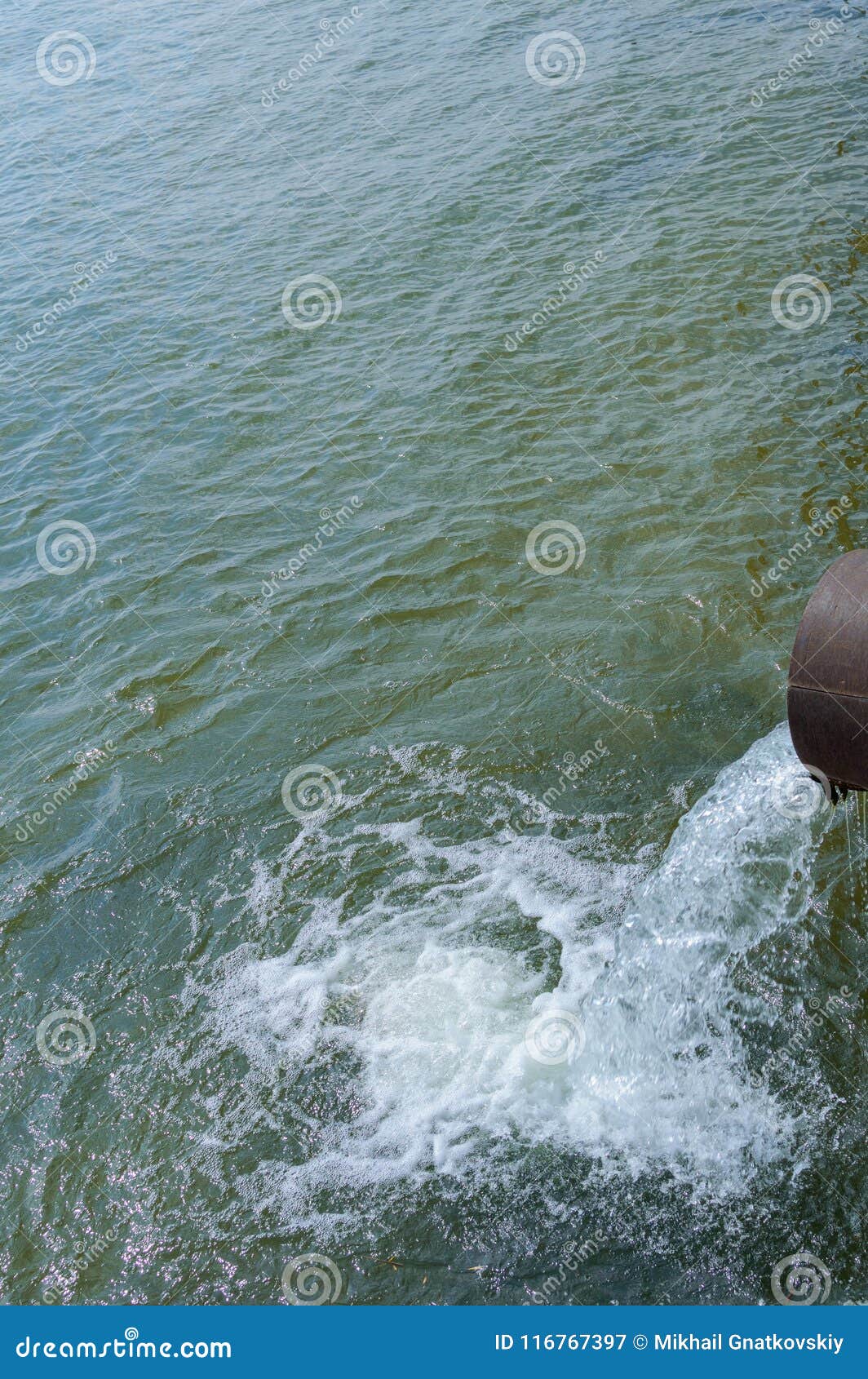 Drainage Pipe with Water Flowing into the River Stock Image - Image of ...