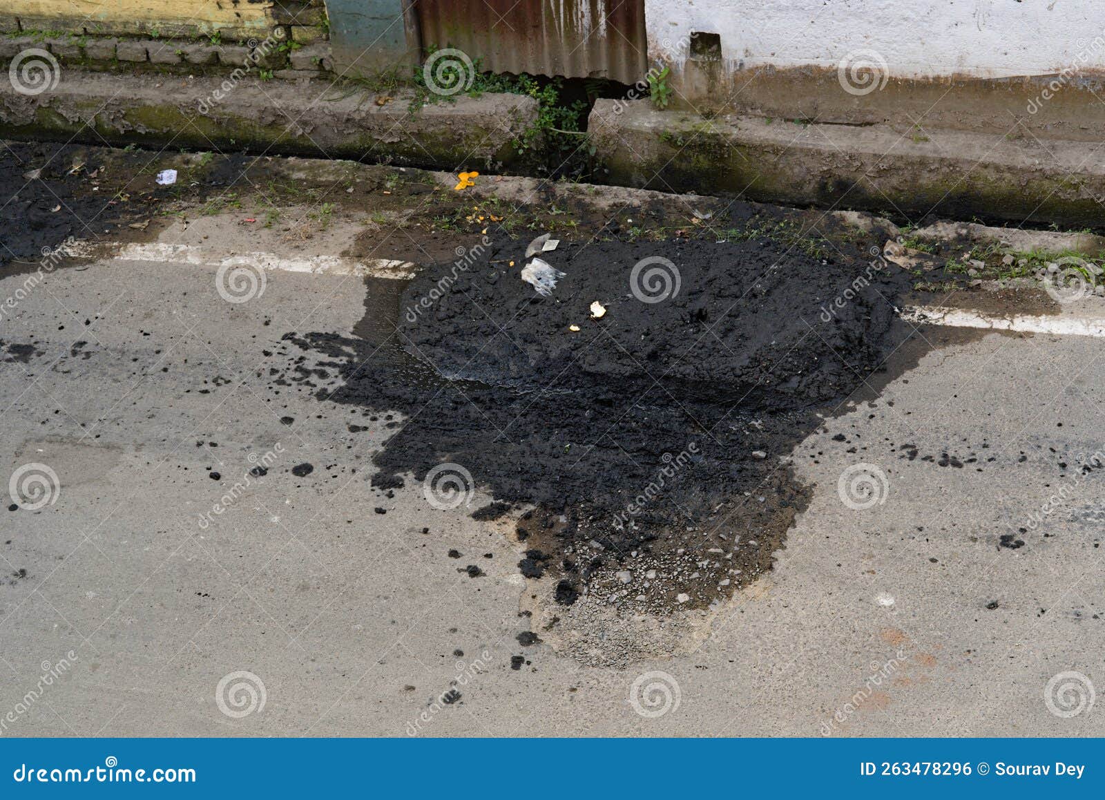 Drainage Sewage Wastage Spread Over Road Polluting Environment Stock ...