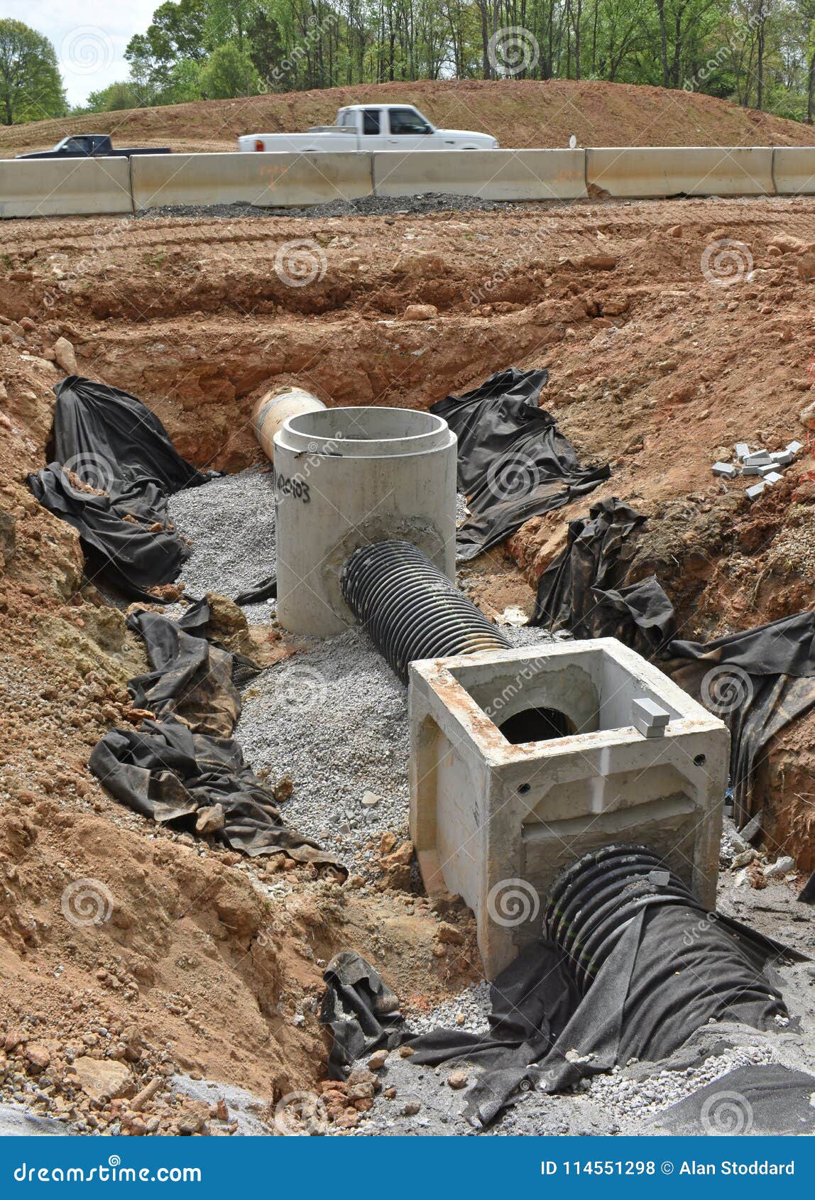 Drainage Under Construction Near Interstate Highway Stock Photo - Image ...