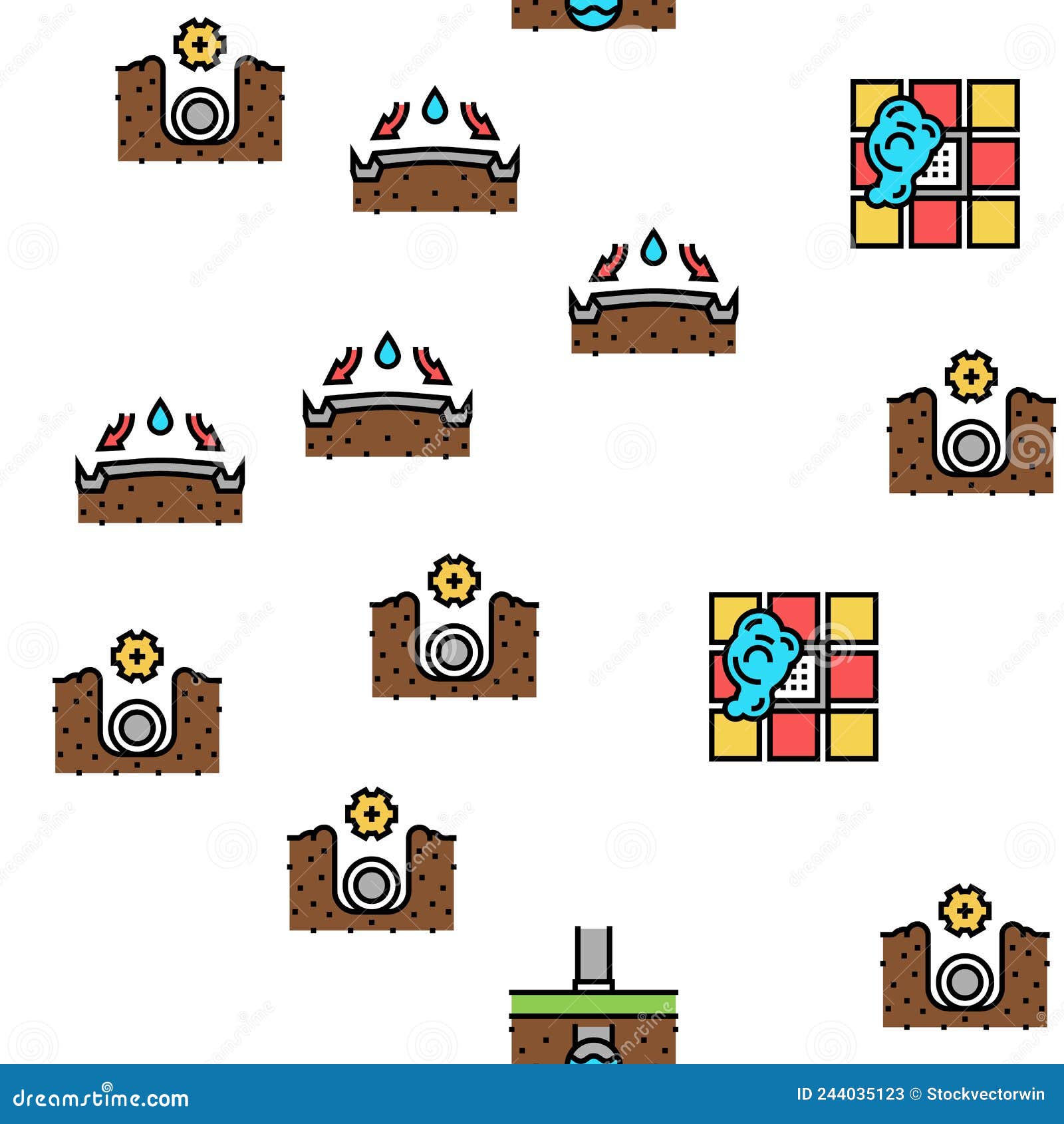 Drainage Water System Vector Seamless Pattern Stock Illustration ...
