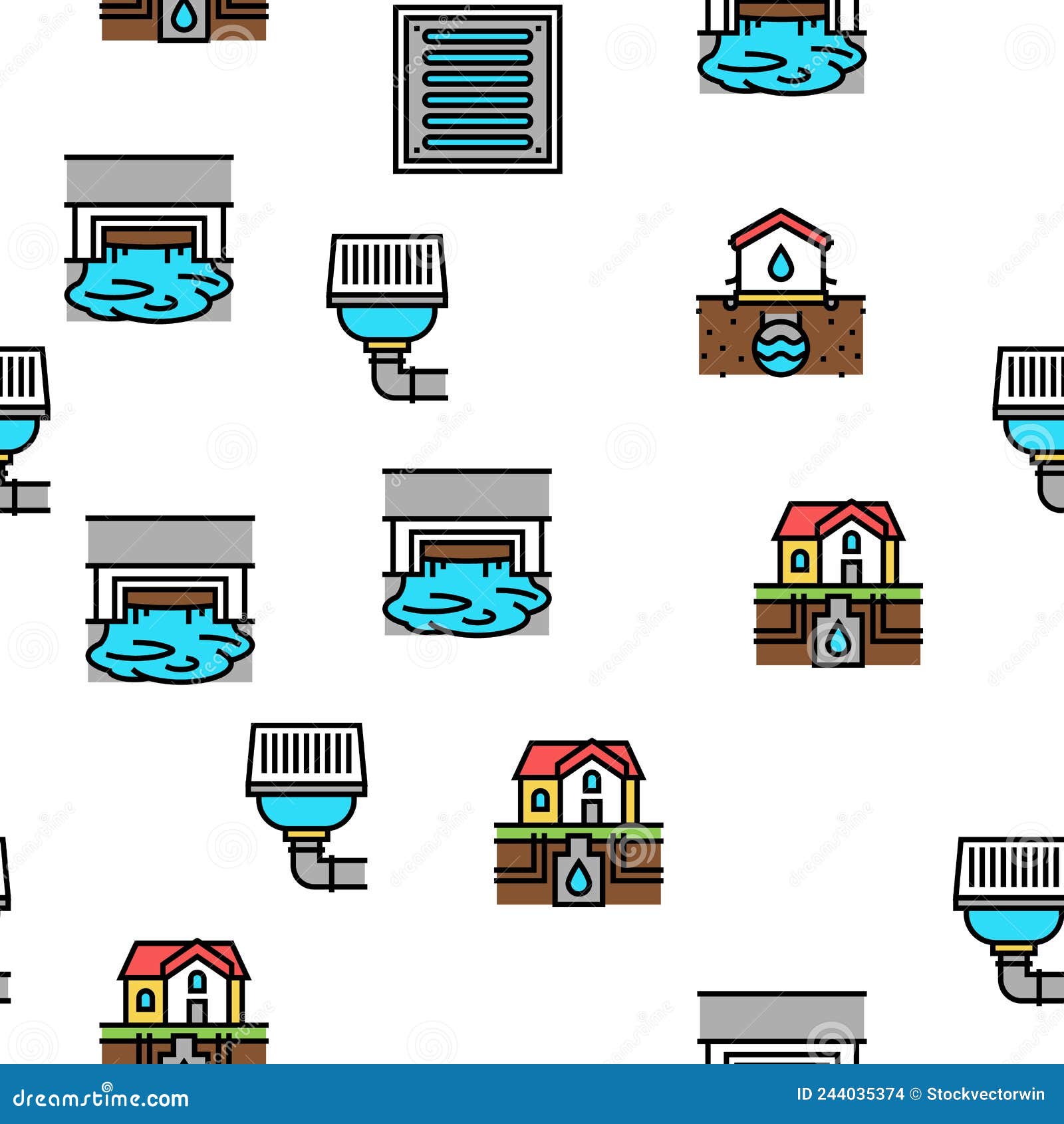 Drainage Water System Vector Seamless Pattern Stock Vector ...