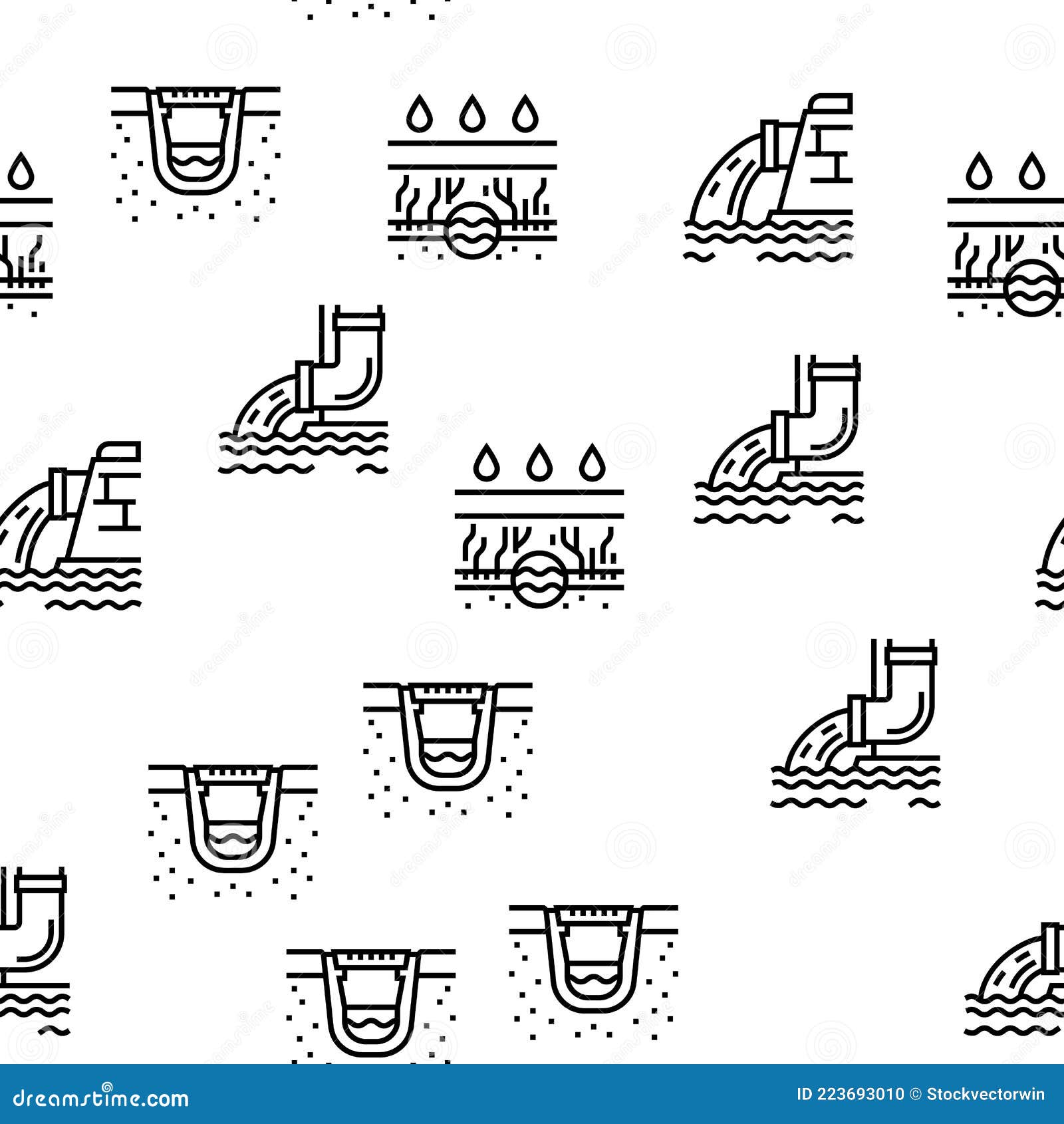 Drainage Water System Vector Seamless Pattern Stock Vector ...