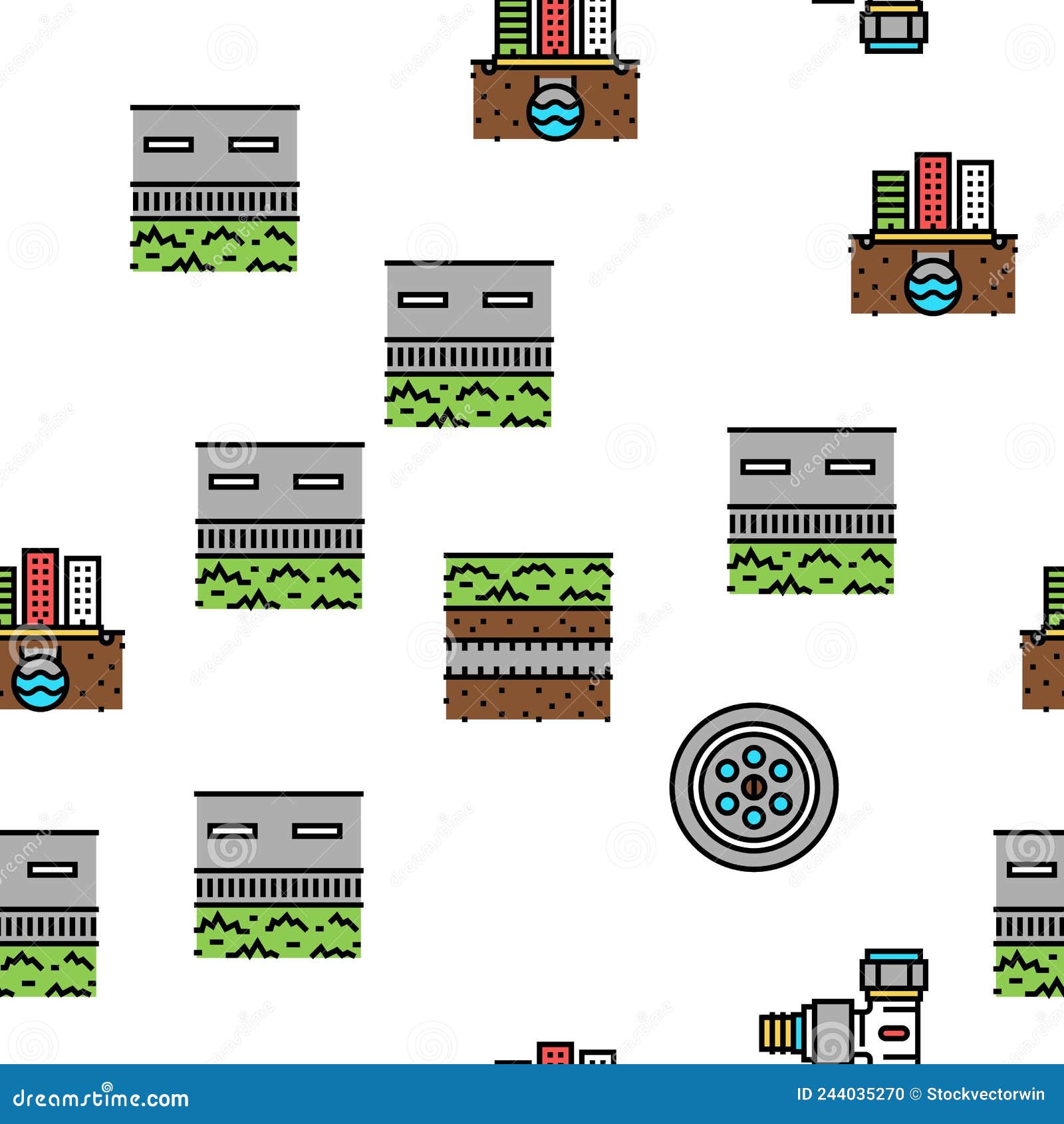 Drainage Water System Vector Seamless Pattern Stock Vector ...