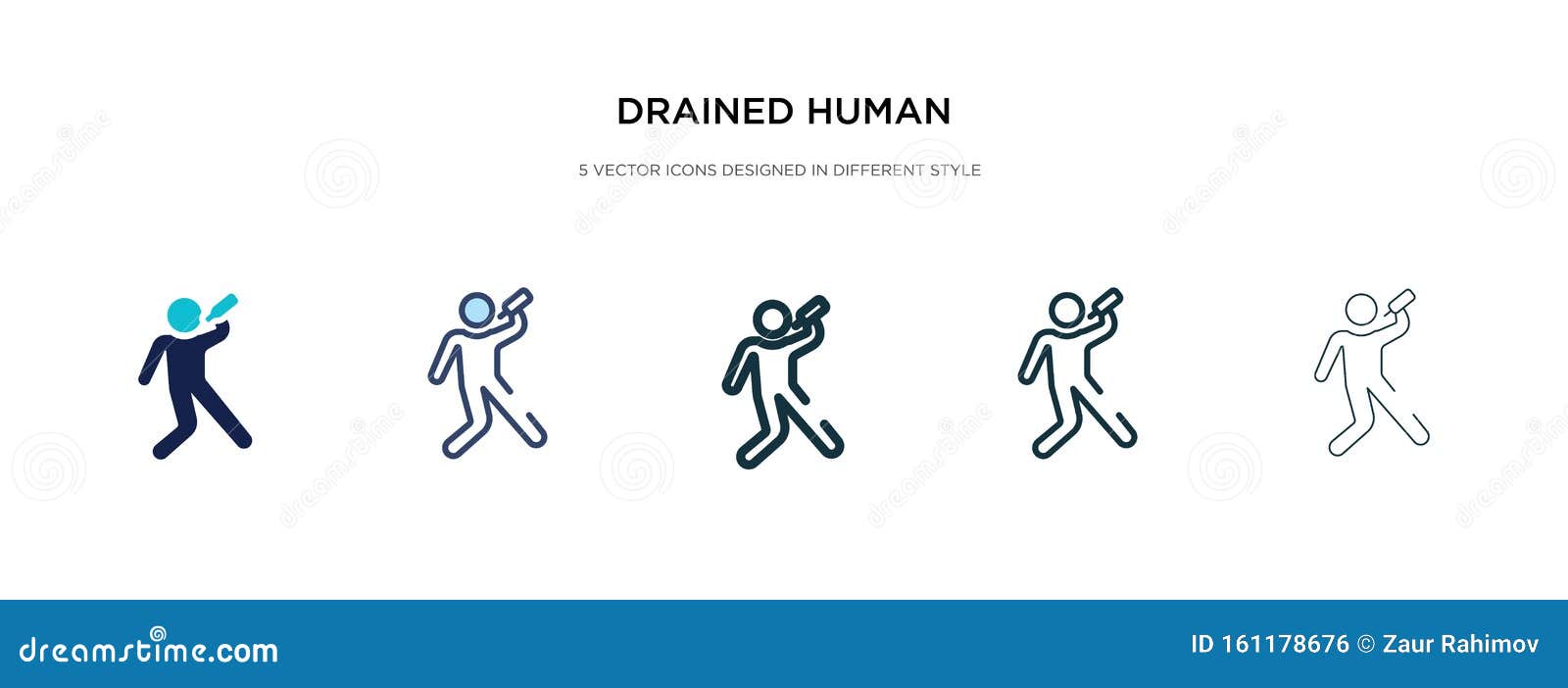 Drained Human Icon in Different Style Vector Illustration. Two Colored ...