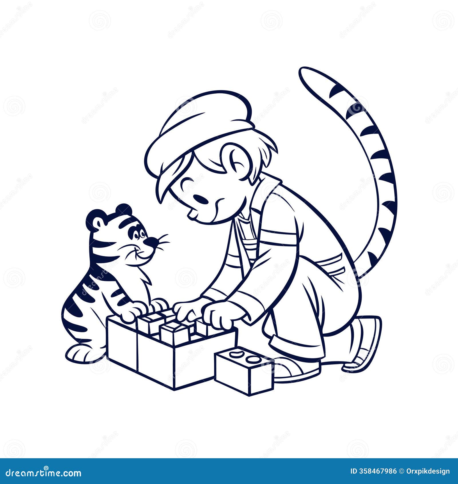 Drained Tiger Cub Building with LEGO Stock Illustration - Illustration ...