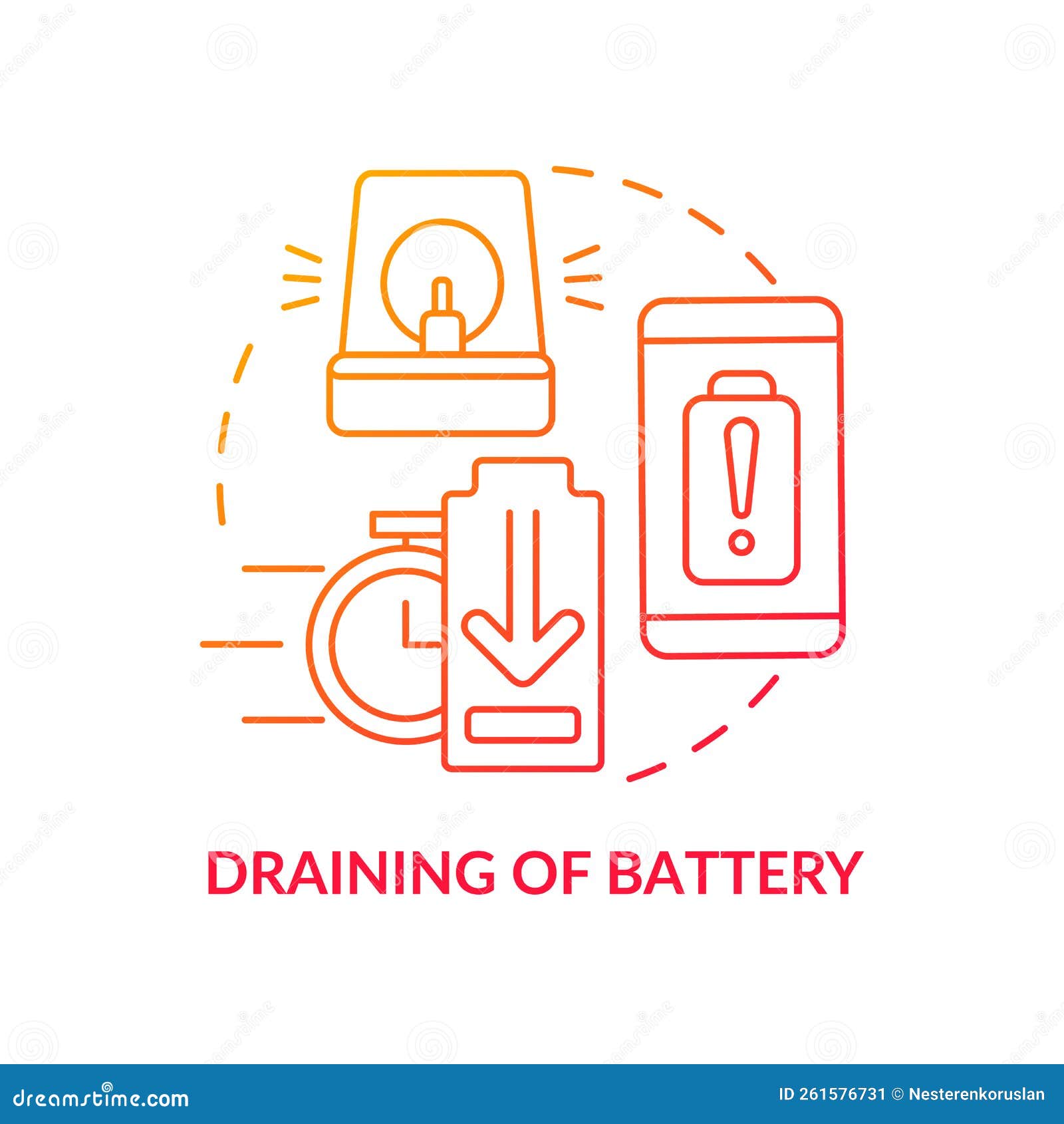 Draining of Battery Red Gradient Concept Icon Stock Vector ...