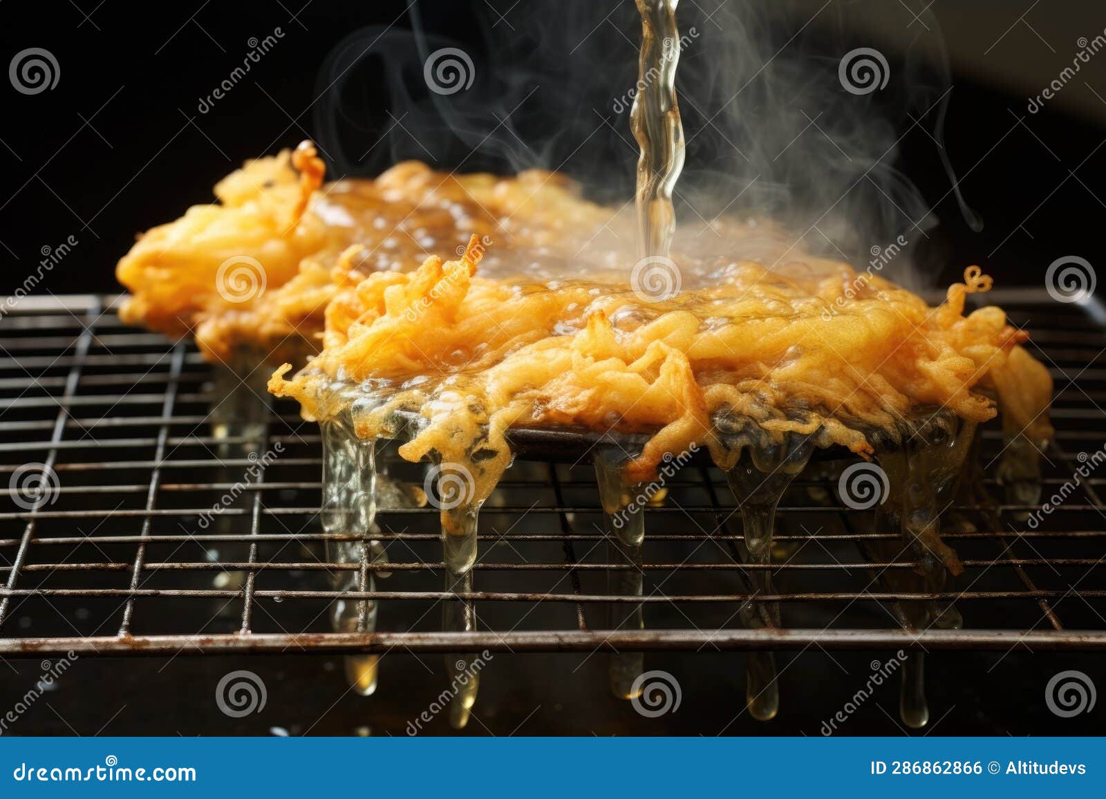Draining Fried Tempura on a Wire Rack Stock Photo - Image of tempura ...