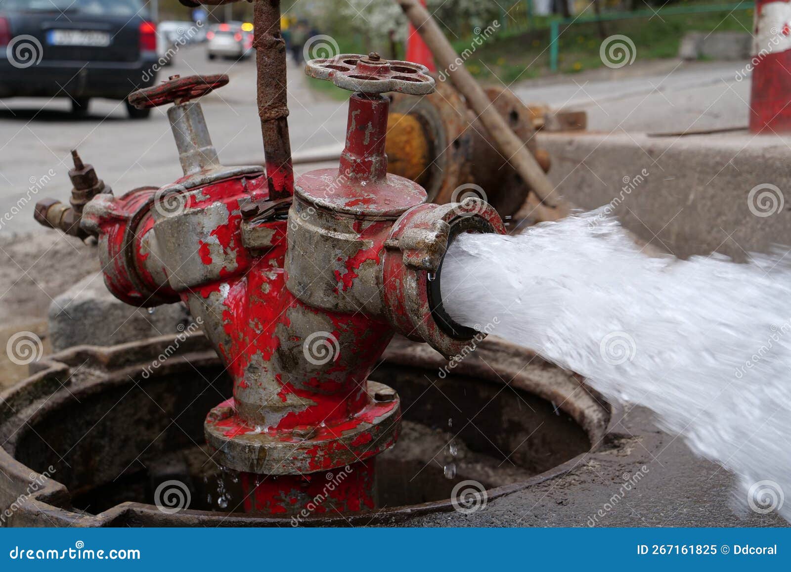 Draining Water from Building Plumbing System. Water Flows from Faucet ...