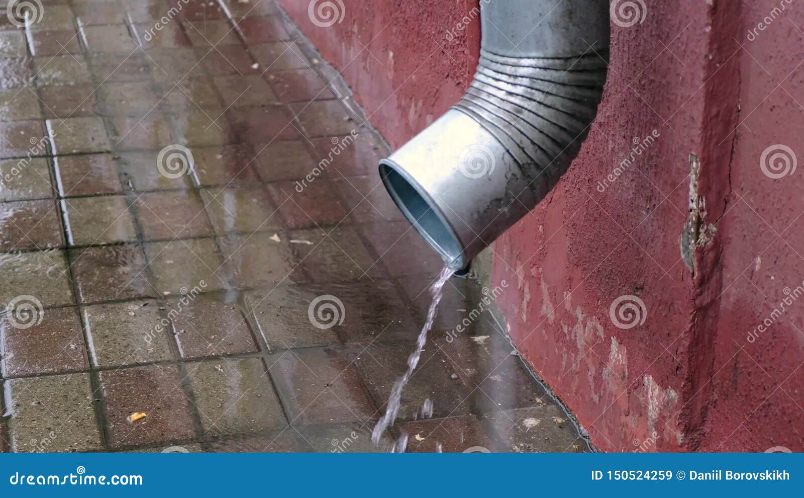 Drainpipe in the rain. stock video. Video of rain, road - 150524259