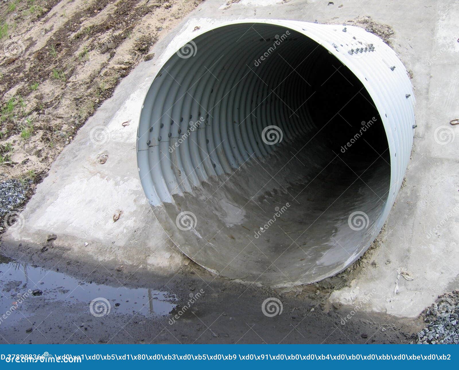 Drain Iron Concrete Pipe Under the Road Stock Photo - Image of downpipe ...