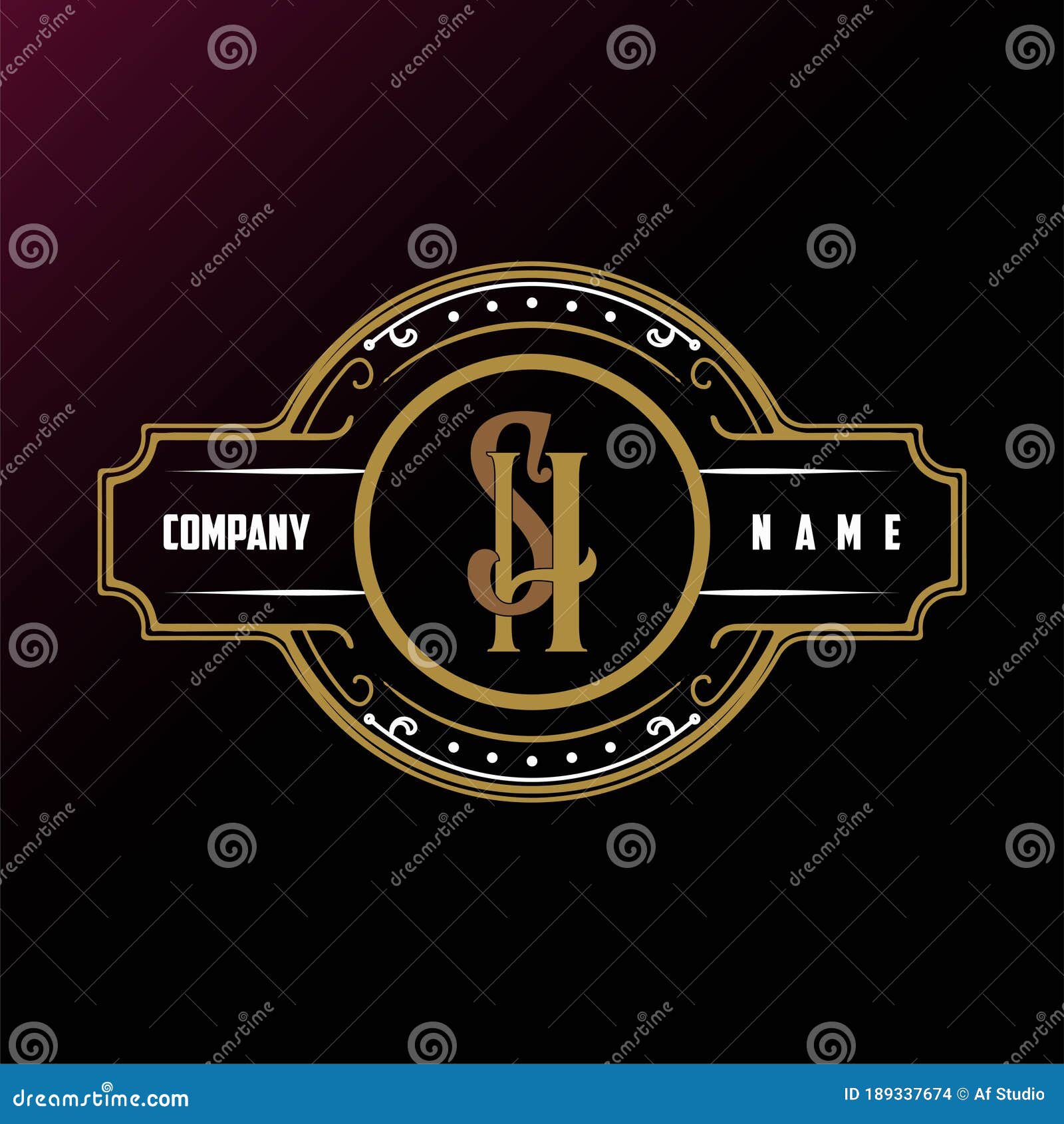 Golden Luxury Initial Letter SH HS Stock Vector - Illustration of ...