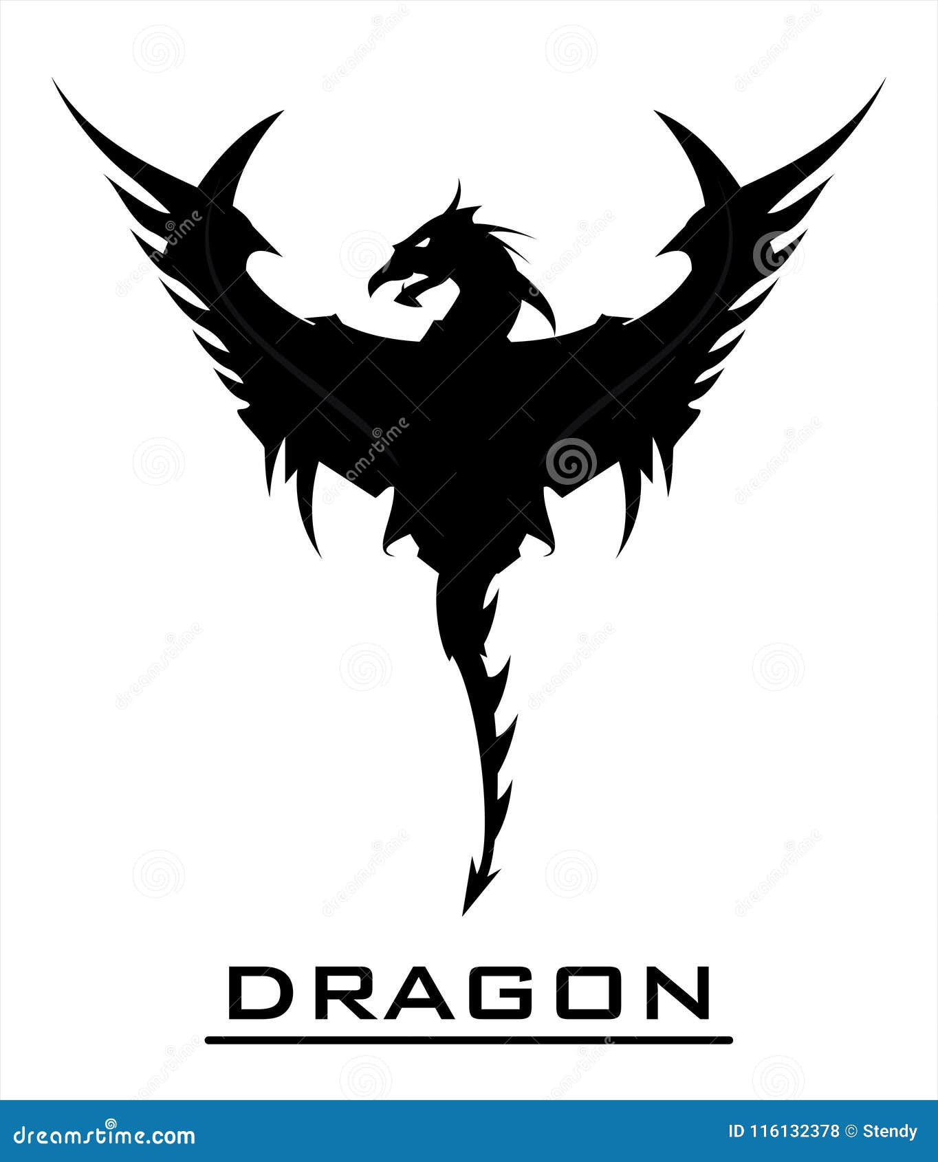 Drake Dragon Logo stock illustrationer. Illustration av teckning ...