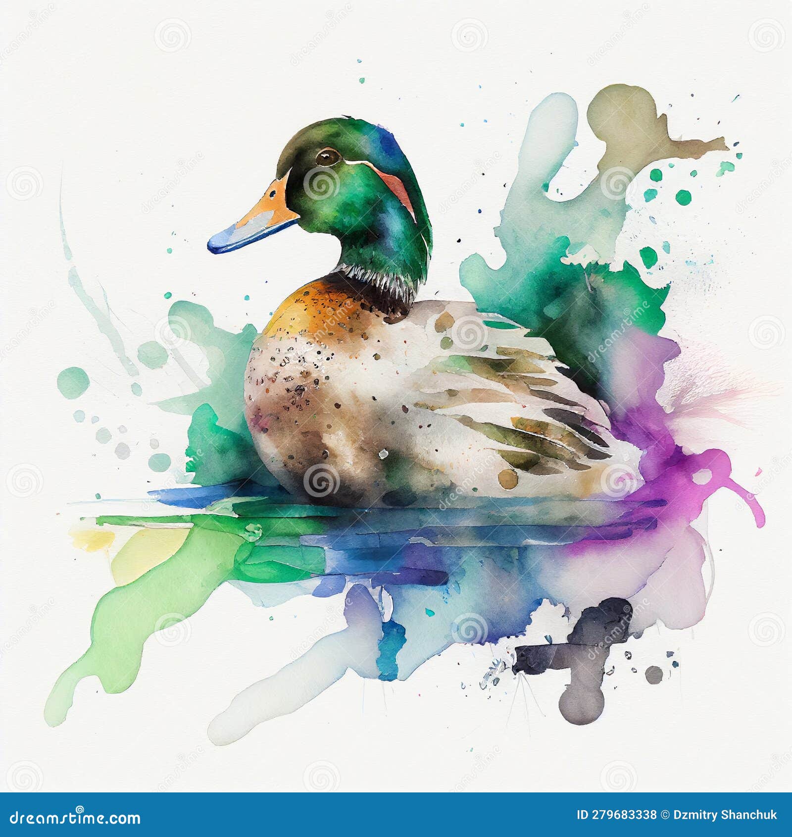 Drake Duck River Flat Cartoon Vector Farm Wild Animal Bird ...