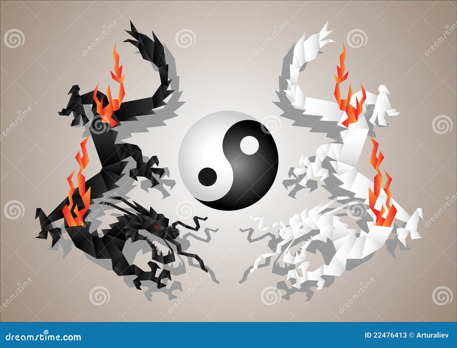 Draken yin en yang vector illustratie. Illustration of draak - 22476413