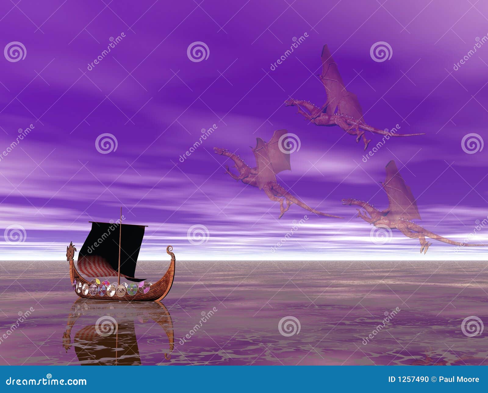 Drakkar Dragon Ship stock illustration. Illustration of boat - 1257490