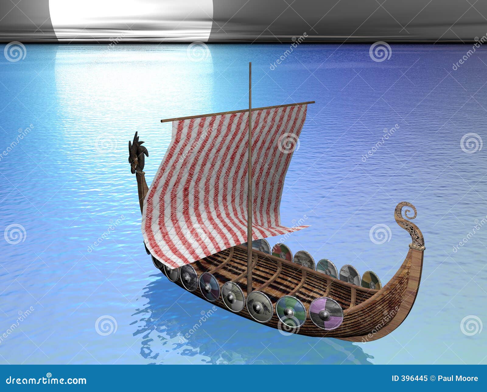 Drakkar at Sea stock illustration. Illustration of ship - 396445