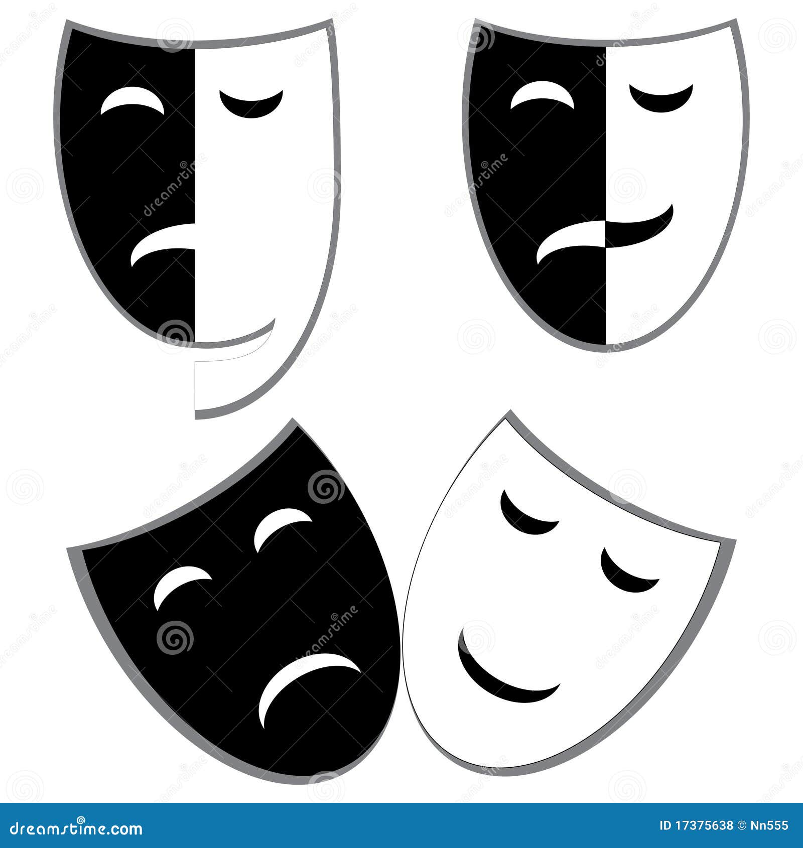 Drama and comedy masks stock vector. Illustration of allegory - 17375638