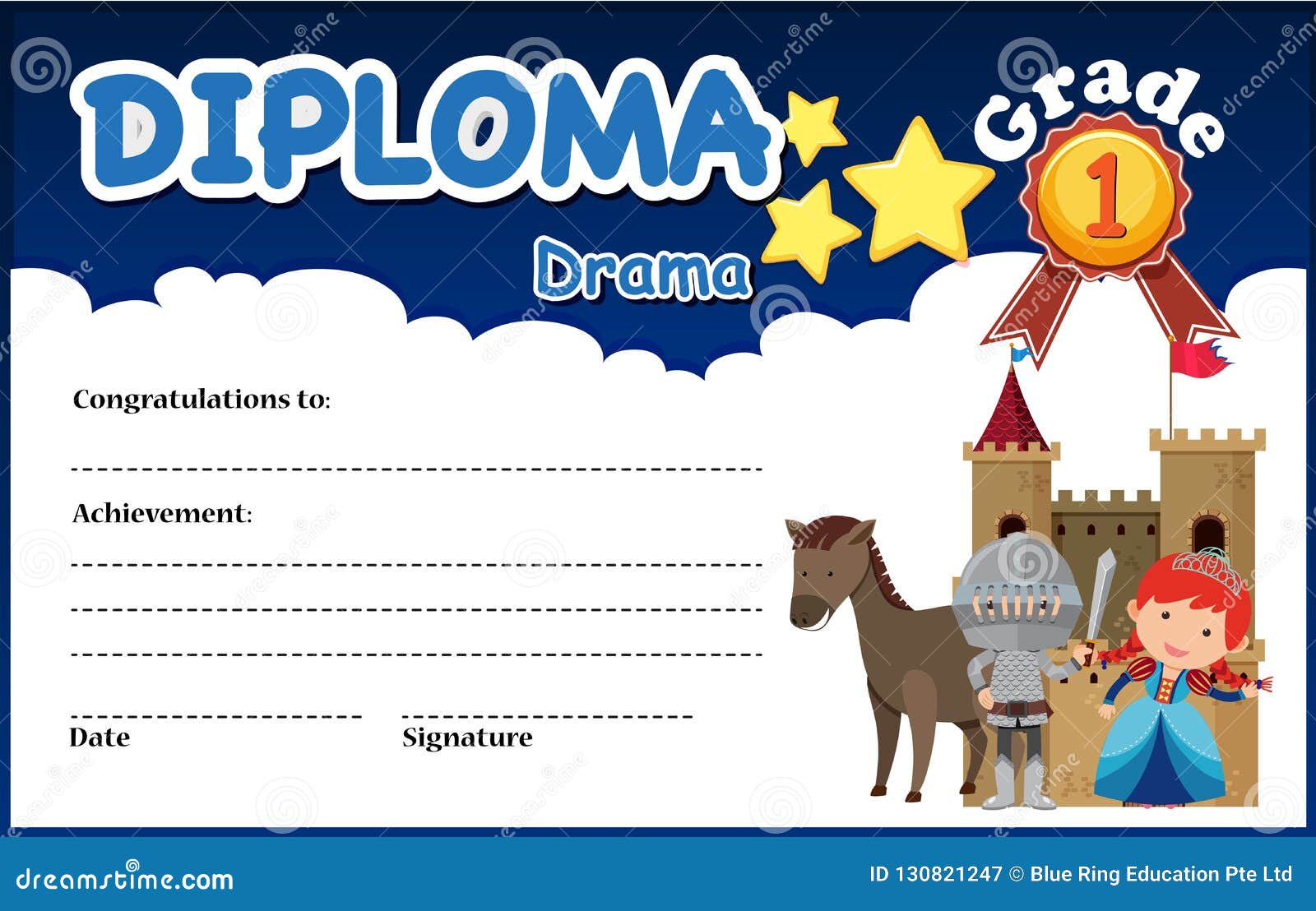 Drama Diploma Certificate Template Stock Vector - Illustration of ...