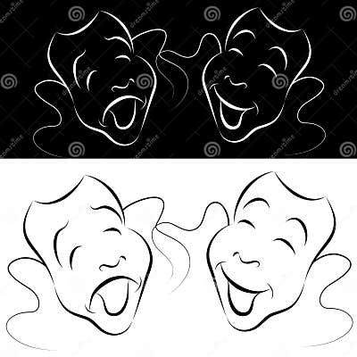 Drama Mask Line Art Set stock vector. Illustration of theater - 23483097