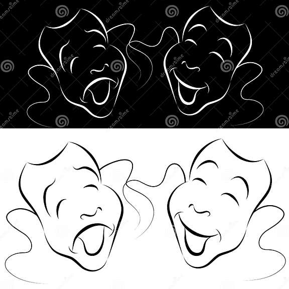 Drama Mask Line Art Set stock vector. Illustration of theater - 23483097