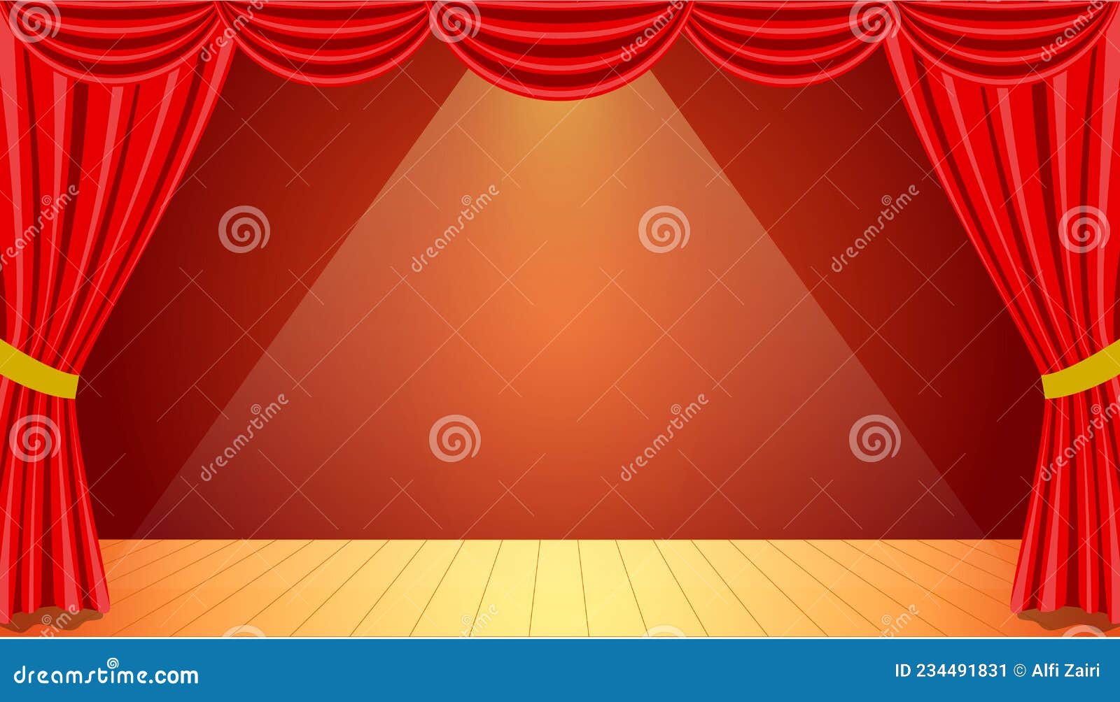 Drama Theater Stage in Glamor Red Design, Copy Space Stock Vector ...