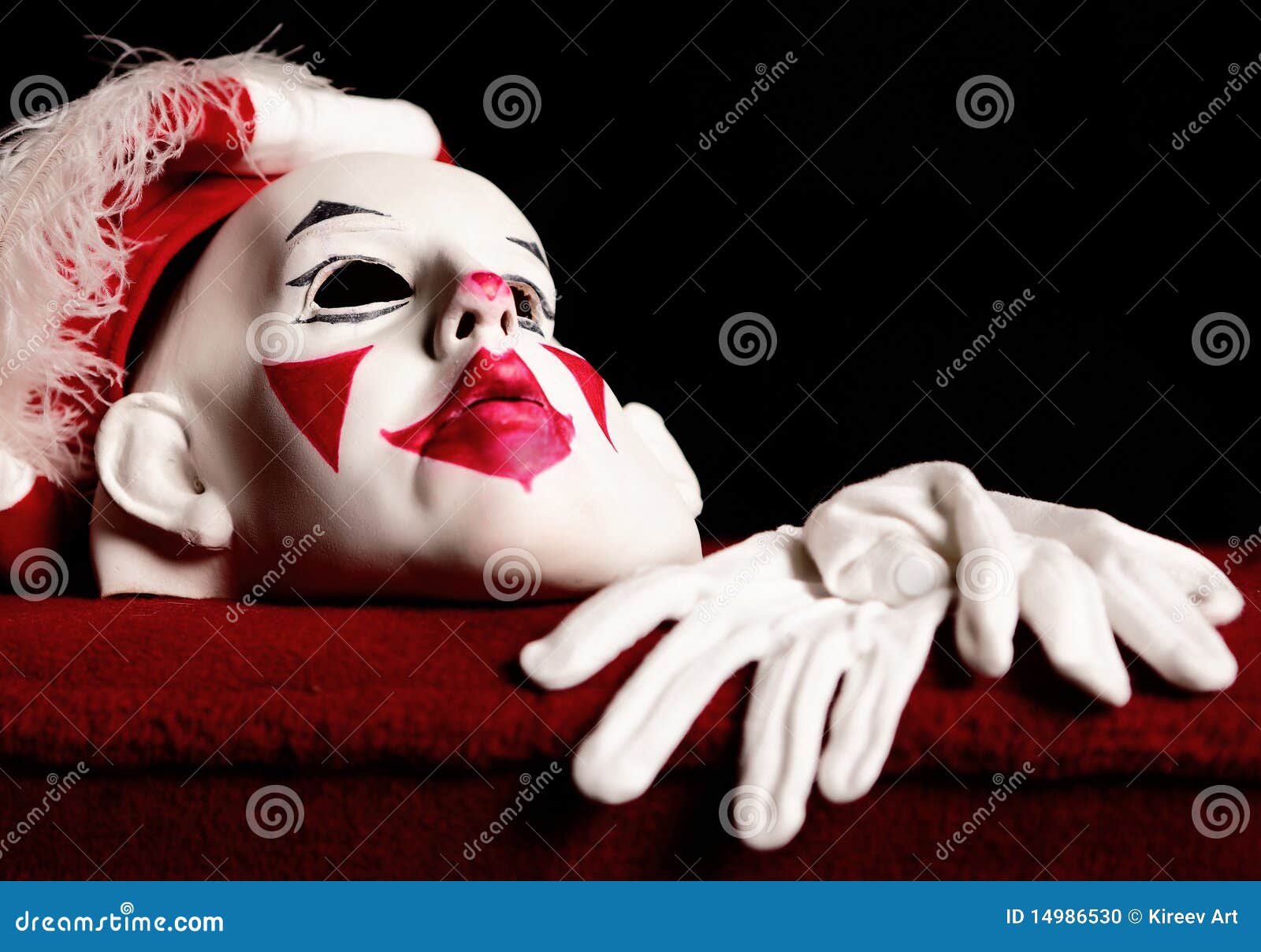 Drama White-red Mask of Actor and Pair Gloves Stock Photo - Image of ...
