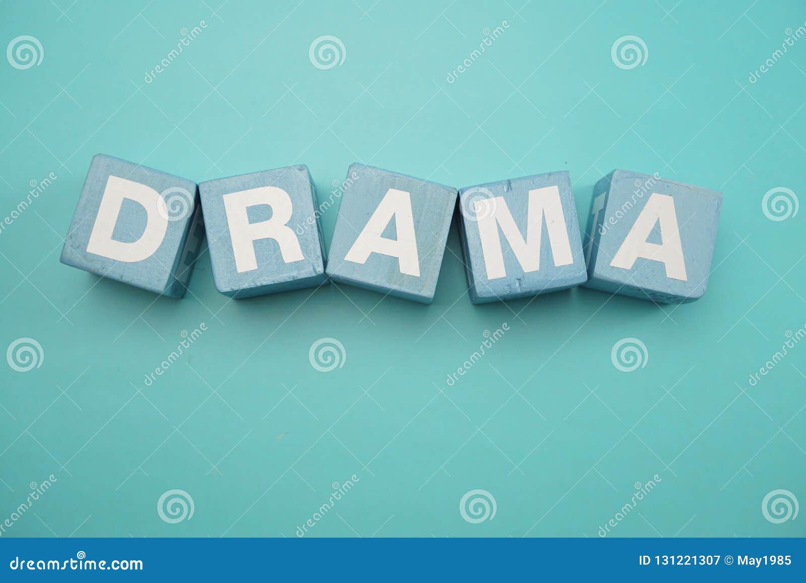 Drama Word Created with Cubes Alphabet Letters on Blue Background Stock ...