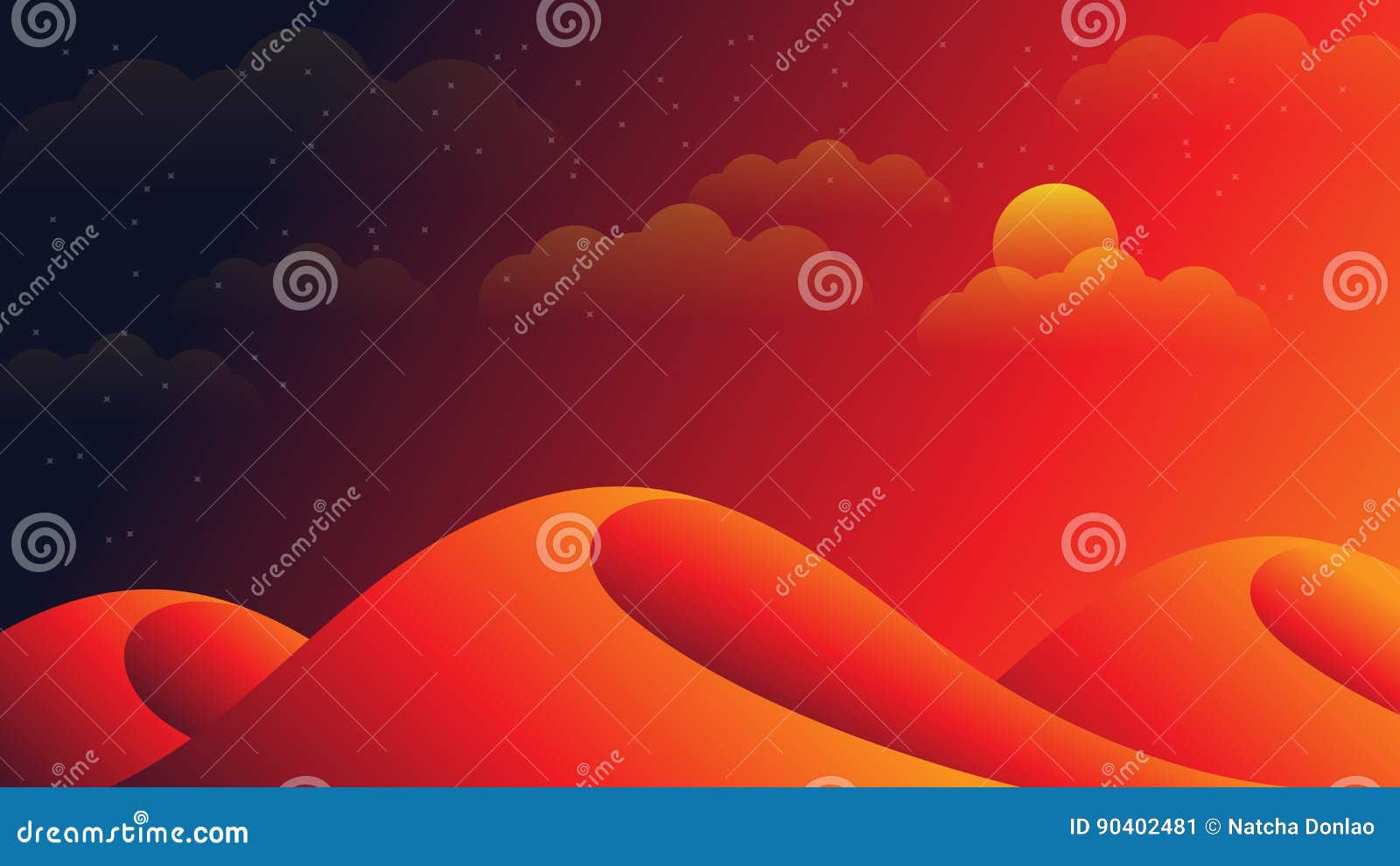 Dramatic Abstract Sunset Desert Scenery Background Stock Vector ...