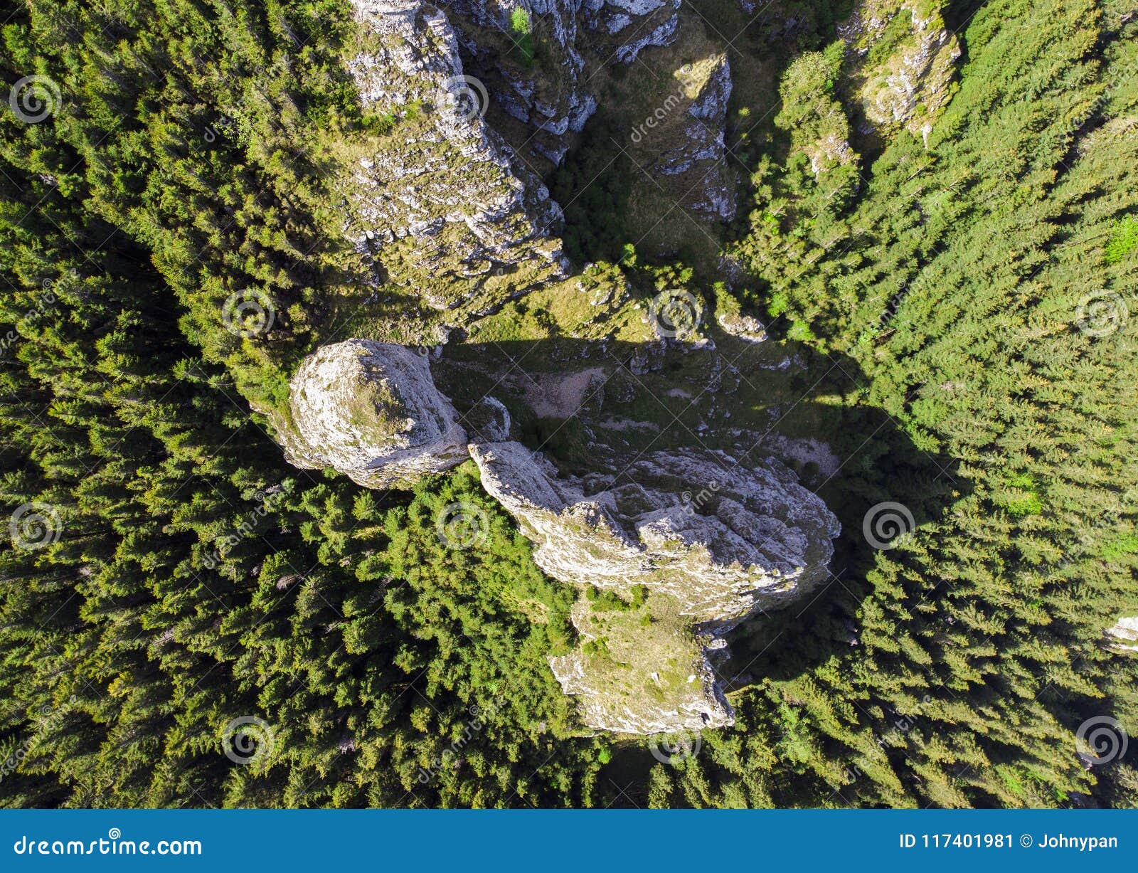 Dramatic Aerial View of Mountain Rocks and Forest. Stock Image - Image ...