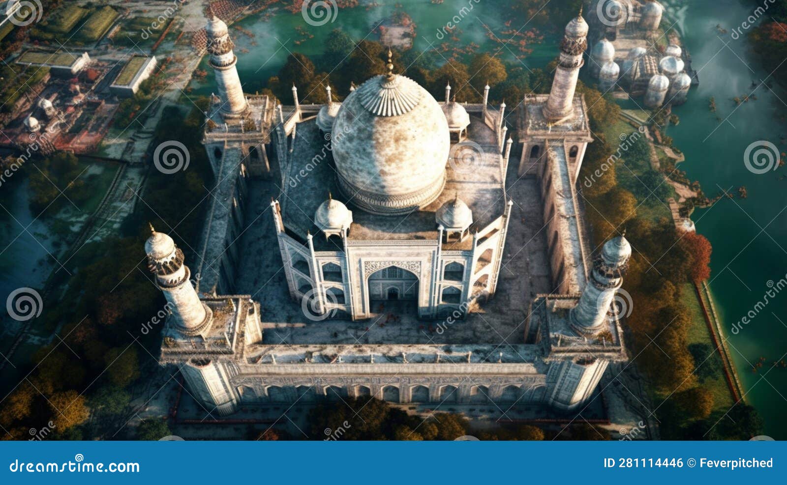 Dramatic Aerial View of the Taj Mahal in India - Generative AI Stock ...