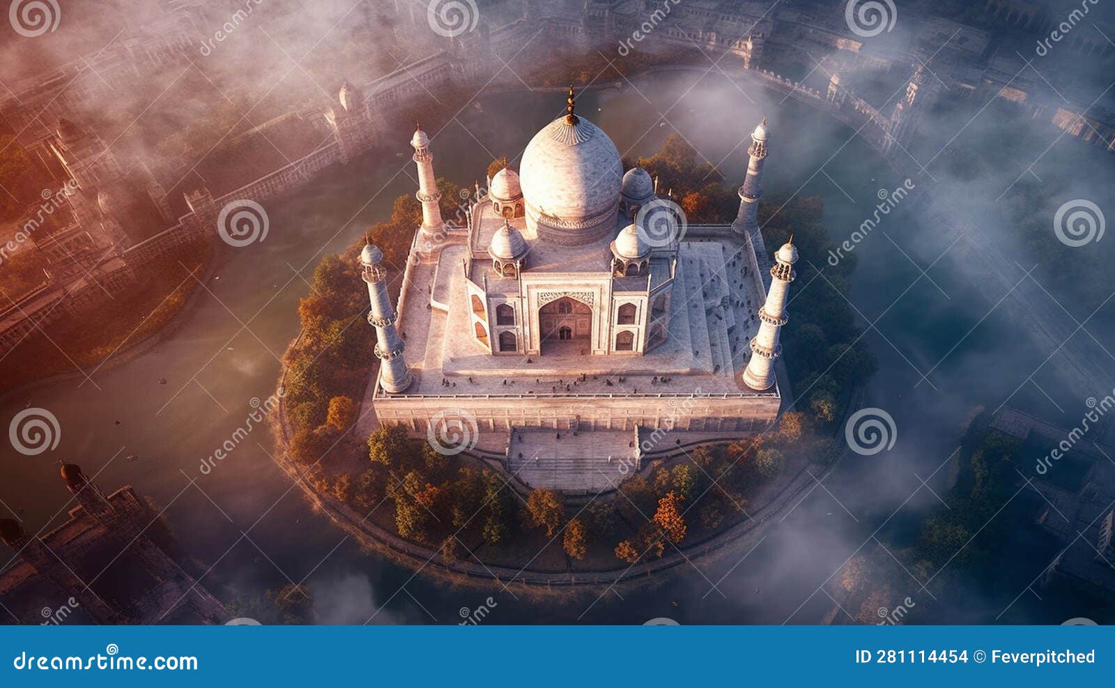 Dramatic Aerial View of the Taj Mahal in India - Generative AI Stock ...