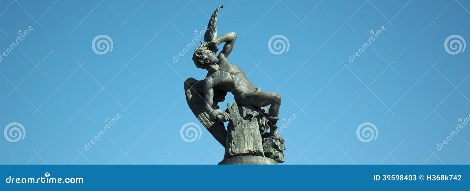 Dramatic Angel Sculpture with Blue Sky Bakground. Stock Image - Image ...
