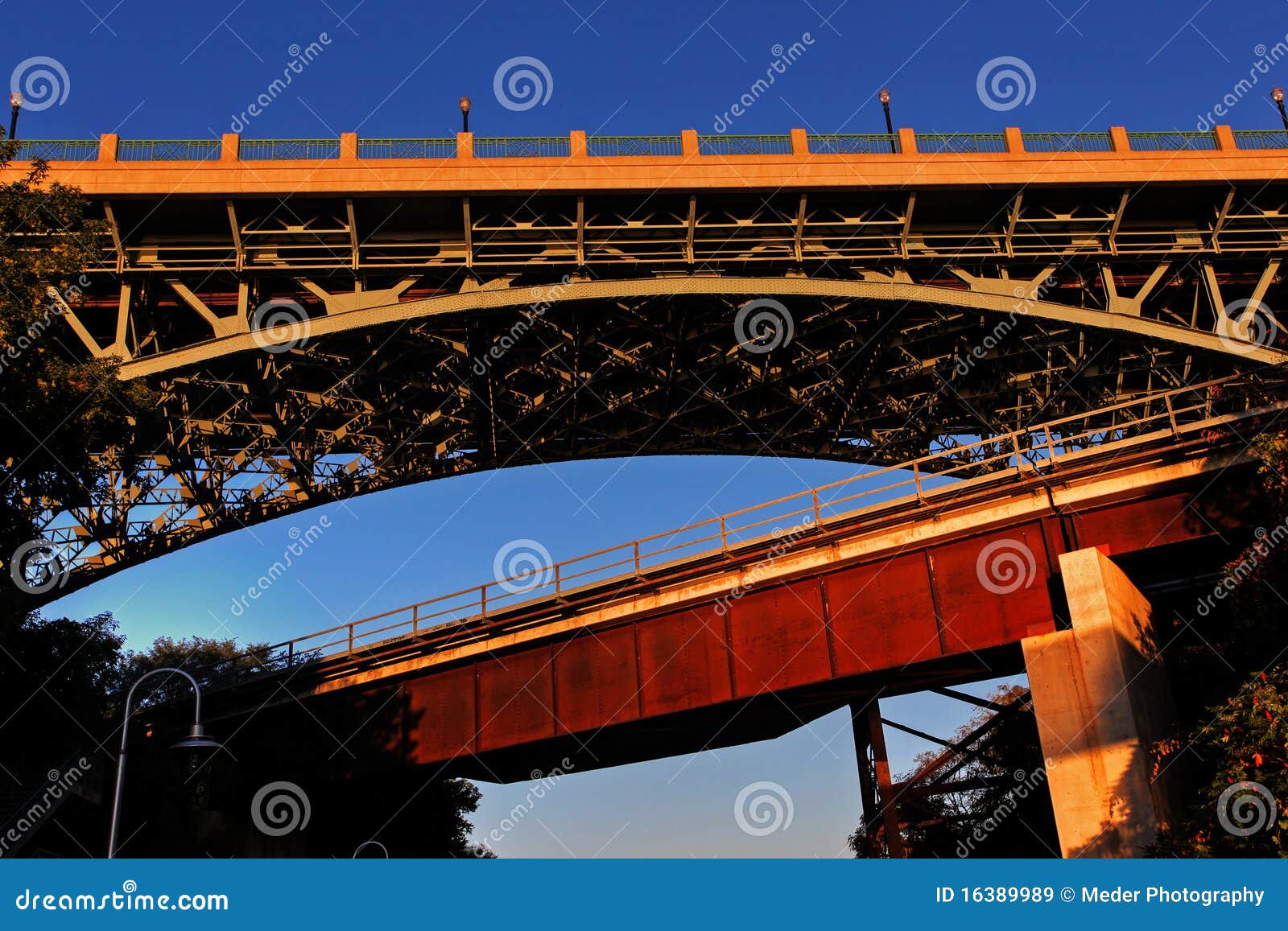 Dramatic angle of a bridge stock image. Image of morning - 16389989