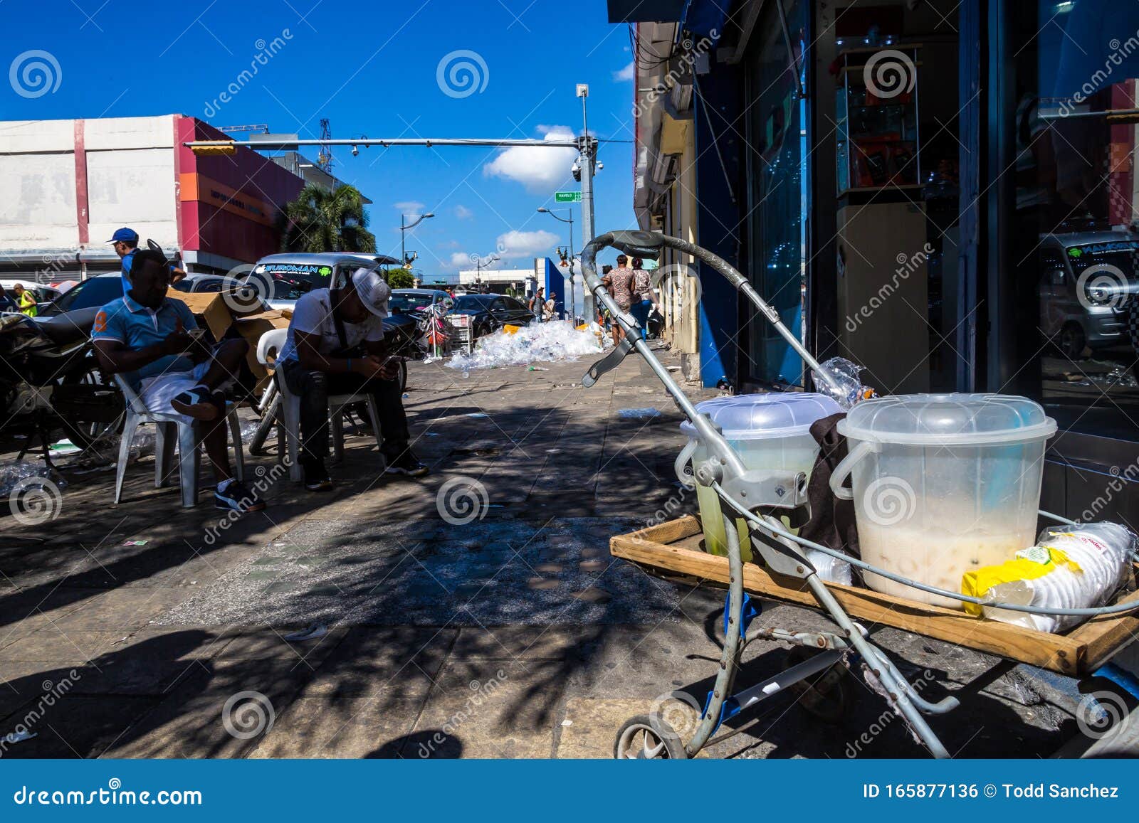 Dramatic Angle Image of Garbage Trash and Plastic on the Sidewalk of ...