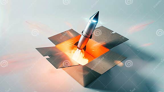 Dramatic Angle of a Miniature Rocket Emerging Dramatically from a Plain ...