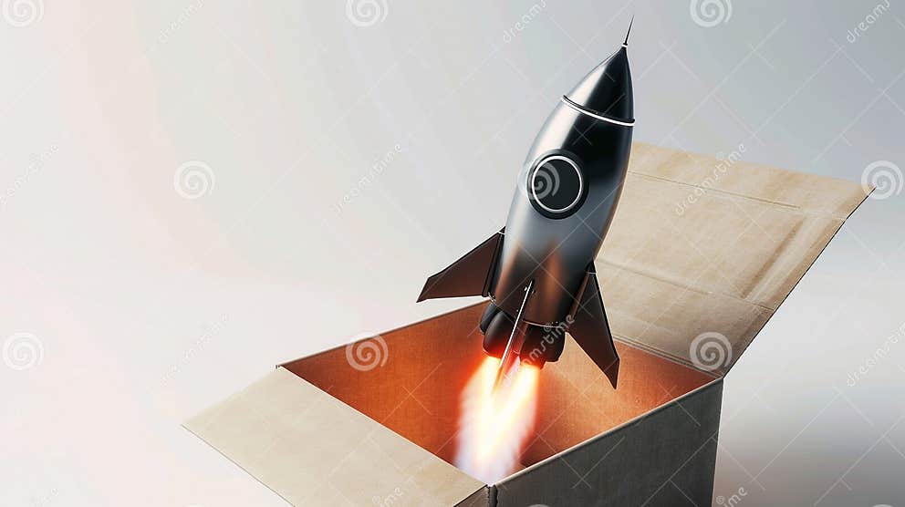Dramatic Angle of a Miniature Rocket Emerging Dramatically from a Plain ...