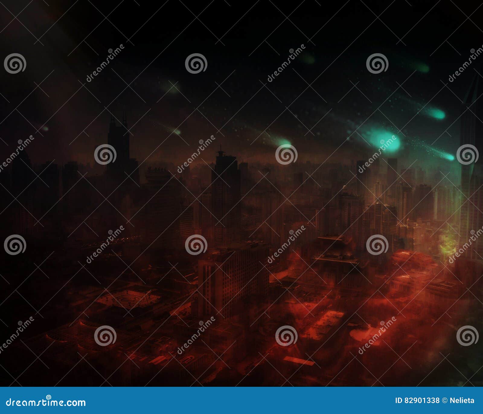 Dramatic Apocalyptic Scenario Stock Illustration - Illustration of ...
