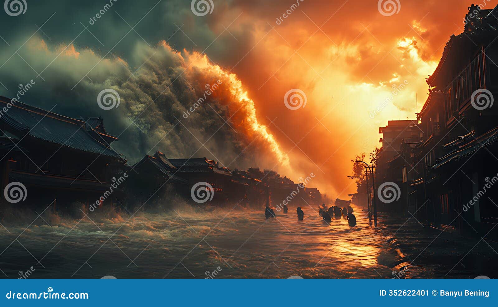 A Dramatic, Apocalyptic Storm Engulfing an Ancient City Stock ...