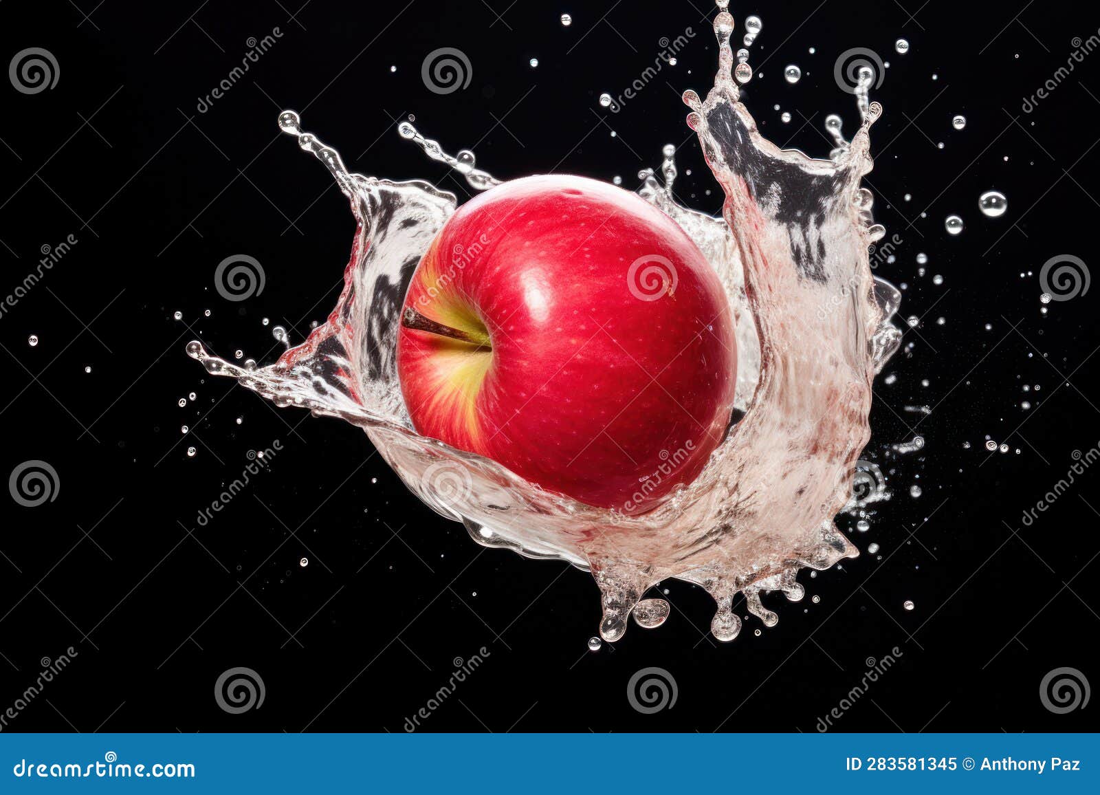Dramatic Apple Splash: Apple on a Dark Background with Water Splash ...