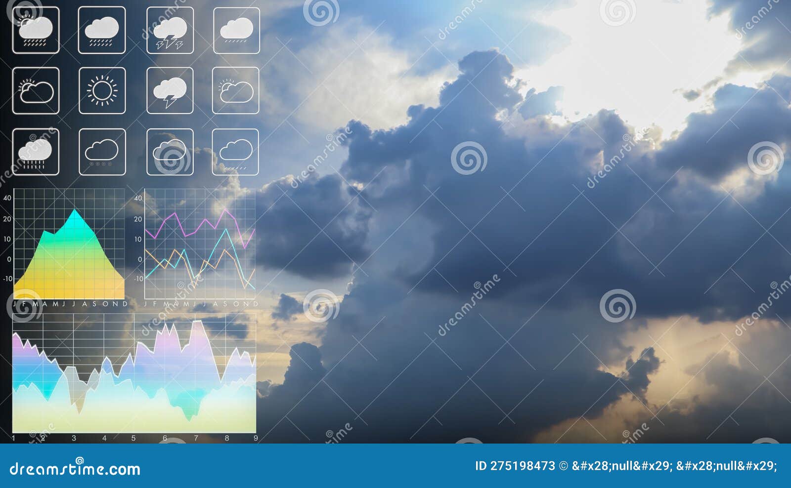 Dramatic Atmosphere Panorama View of Beautiful Cloudscape with Graph ...