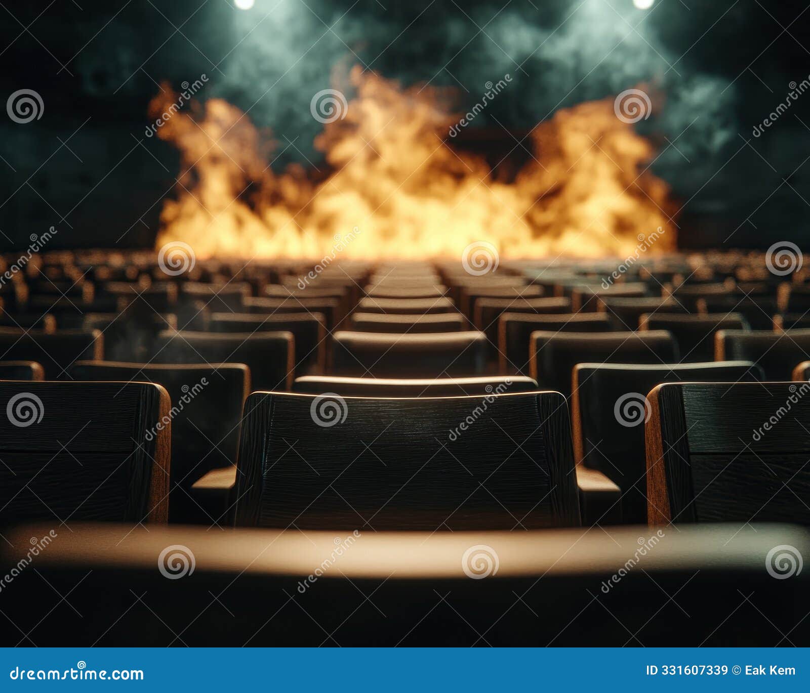 Dramatic Auditorium Stage with Smoke and Flames a Cinematic Backdrop ...