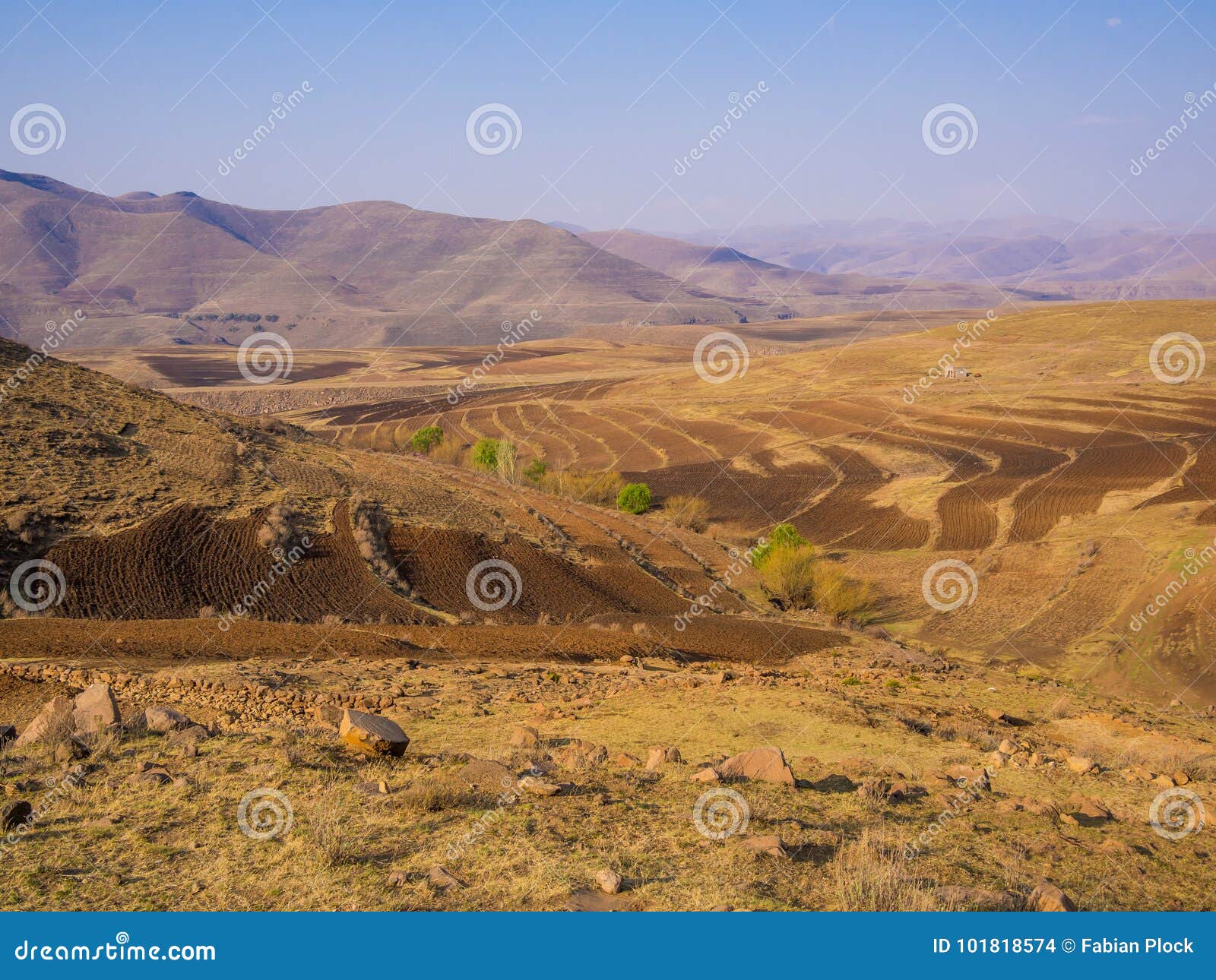 Dramatic and Beautiful Mountain Landscape with Terrassed Fields during ...