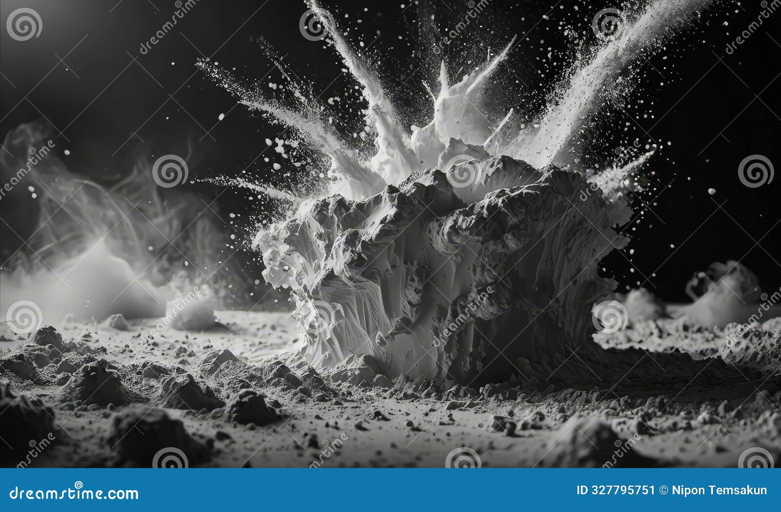 Dramatic Black and White Captures Large Explosion, with Cloud White ...