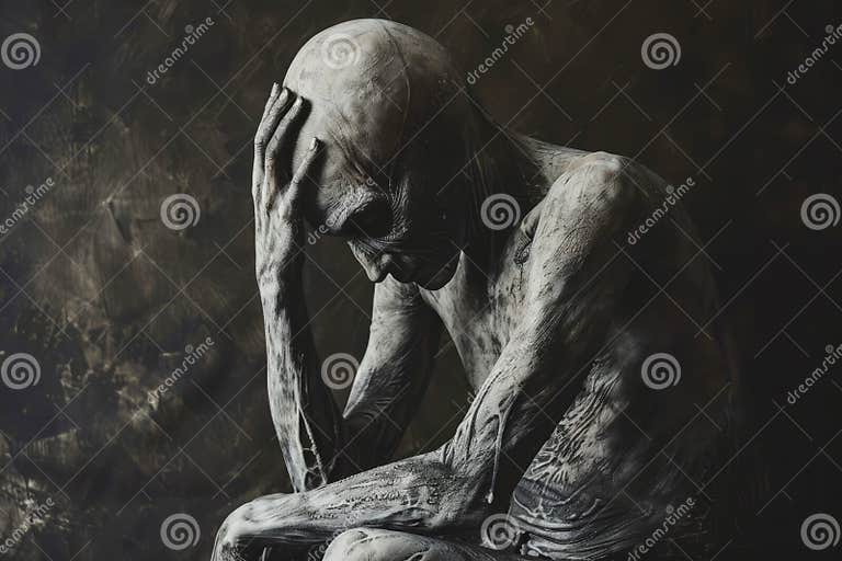 Dramatic Black and White Image of Despair Abstract Body Language ...