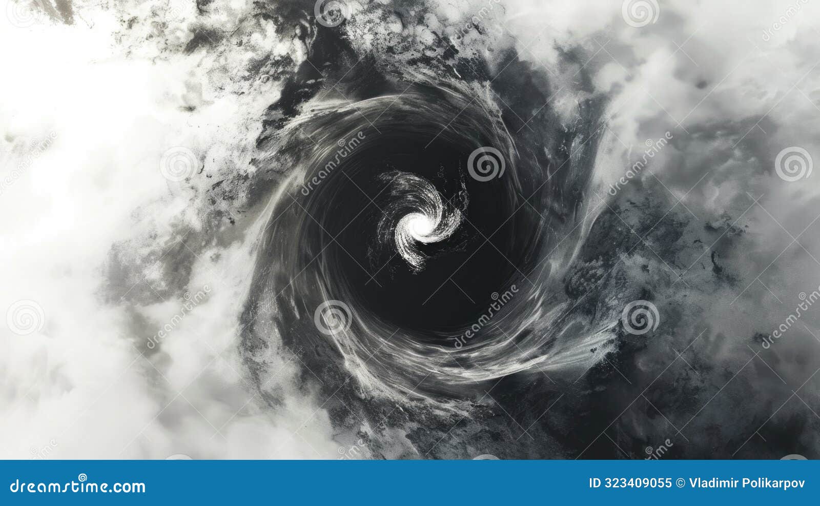 A Dramatic Black and White Image of a Swirling Vortex in the Sky Stock ...