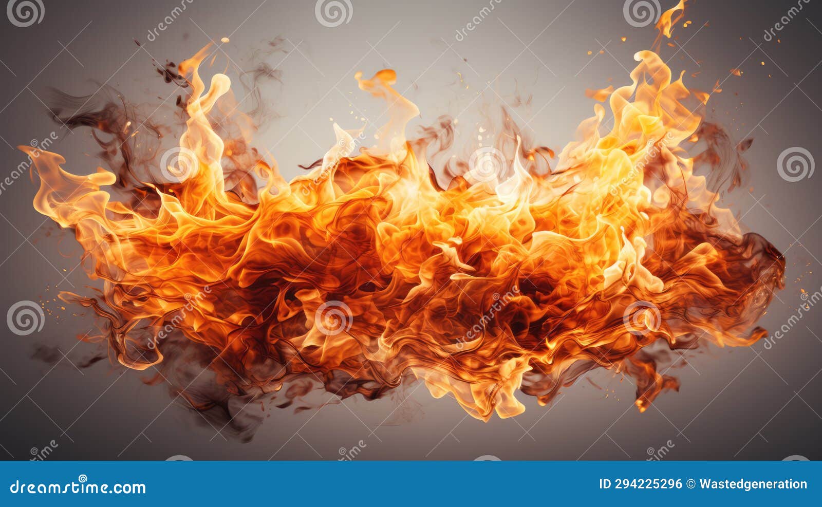 Dramatic Blowing Fire on a Solid Background, Capturing the Fiery ...