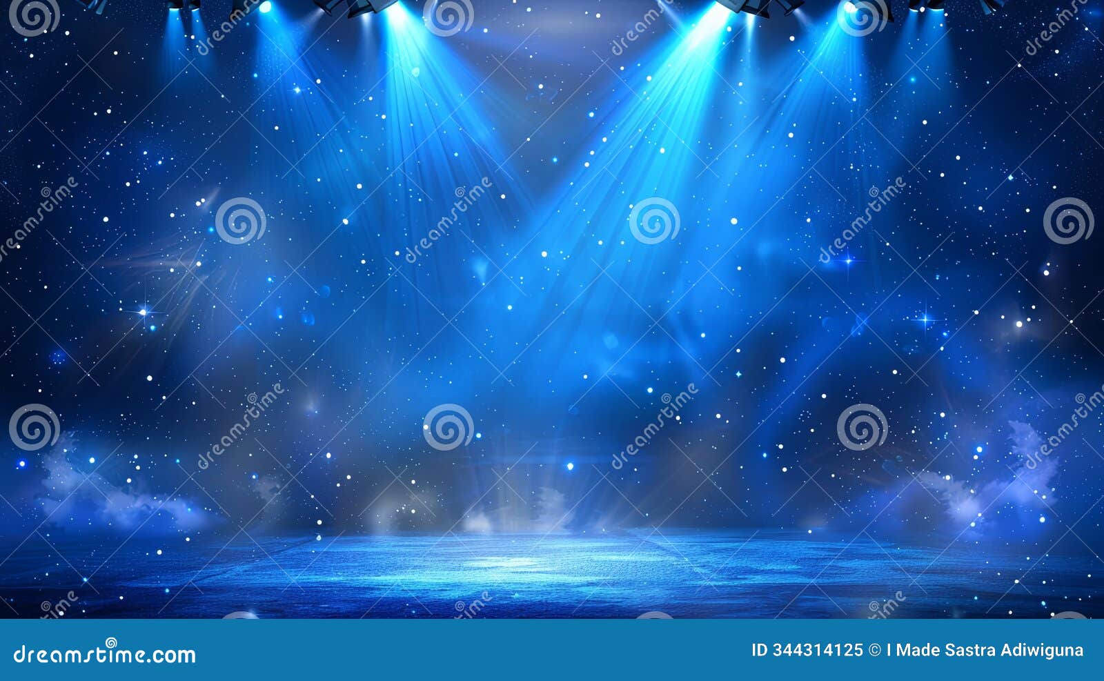 Dramatic Blue Spotlight Background with Glowing Stars and Clouds. AI ...
