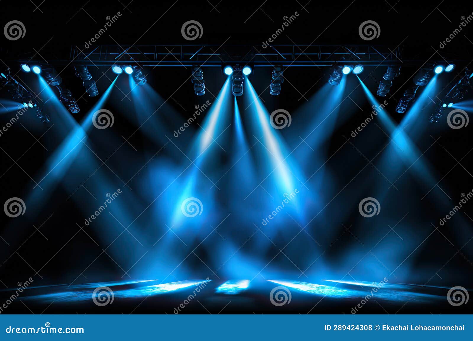 Dramatic Blue Spotlight Illuminating the Darkness with Stage Lights ...